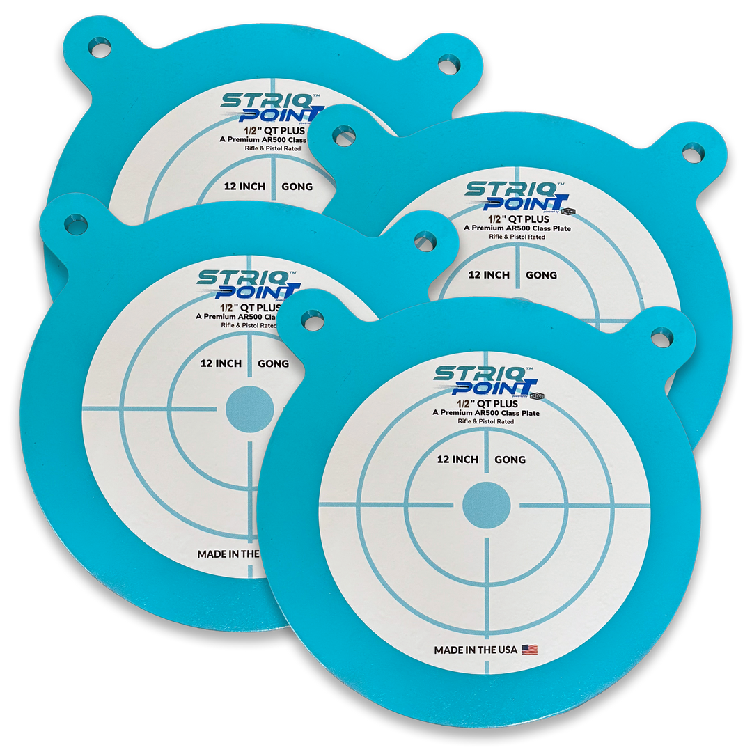 STRIQPOINT 12-Inch Set of 4 - Double Hole Steel Shooting Target Gongs
